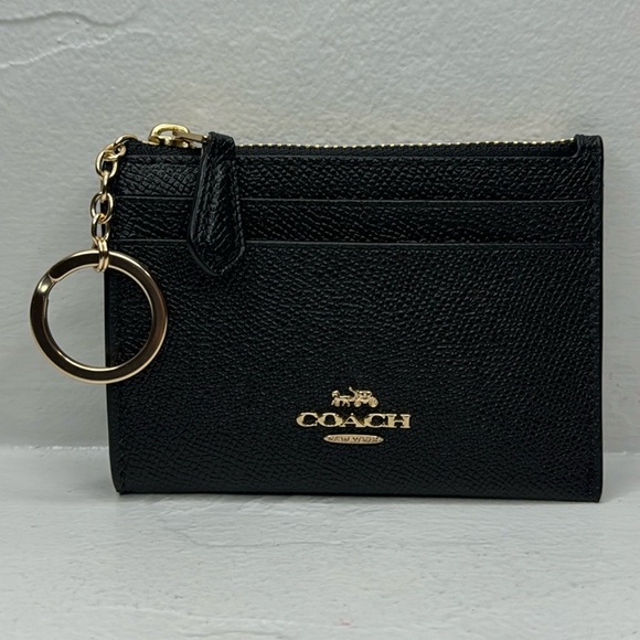 Coach | Bags | Coach Black Cross Grain Leather Skinny Id Wallet With ...
